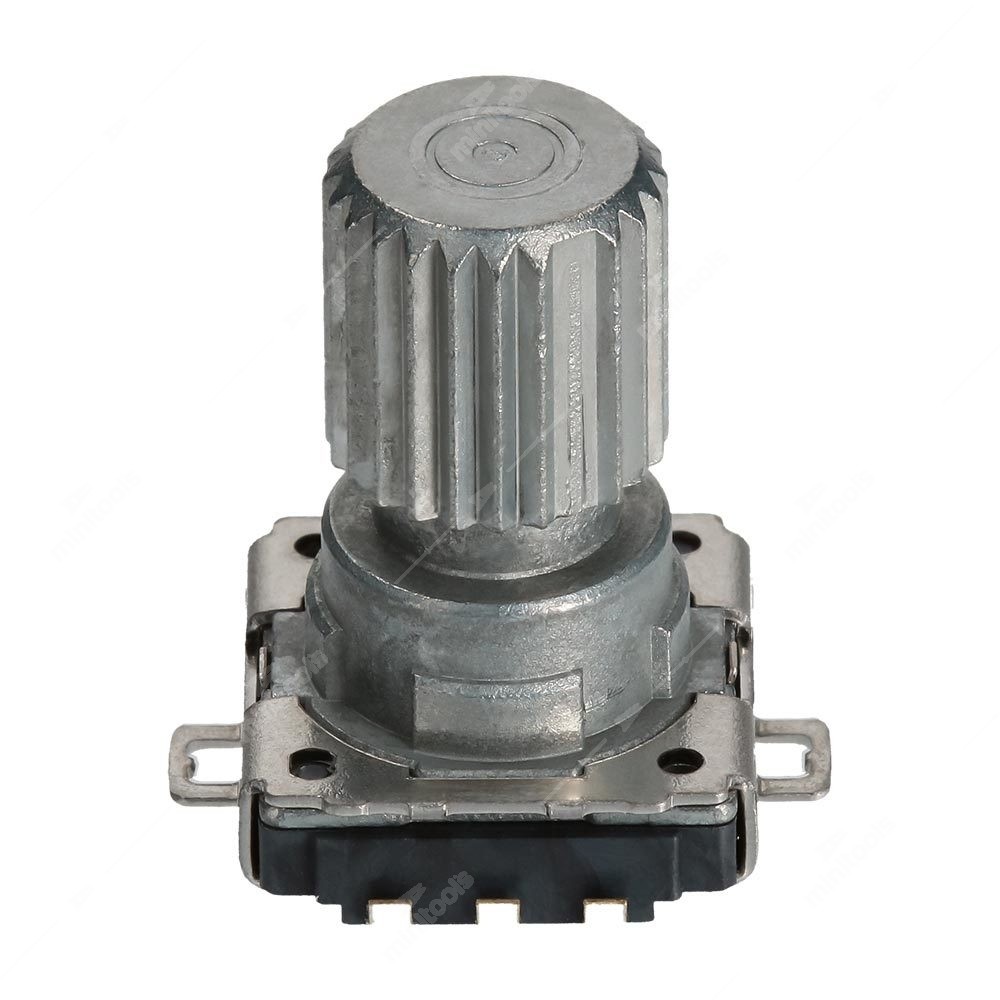 16 ppr knurled shaft rotary encoder, with button - 32 detents
