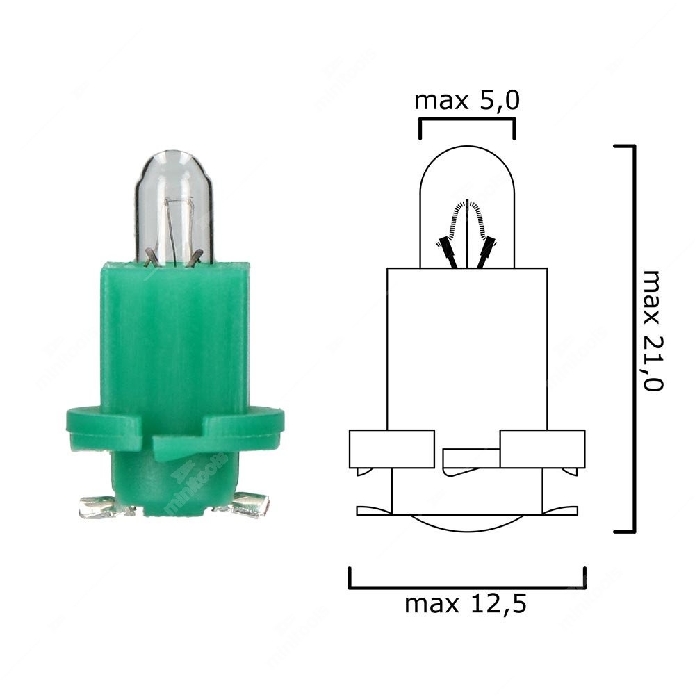 EBSR 12V 1,2W lamp with green base for instrument clusters