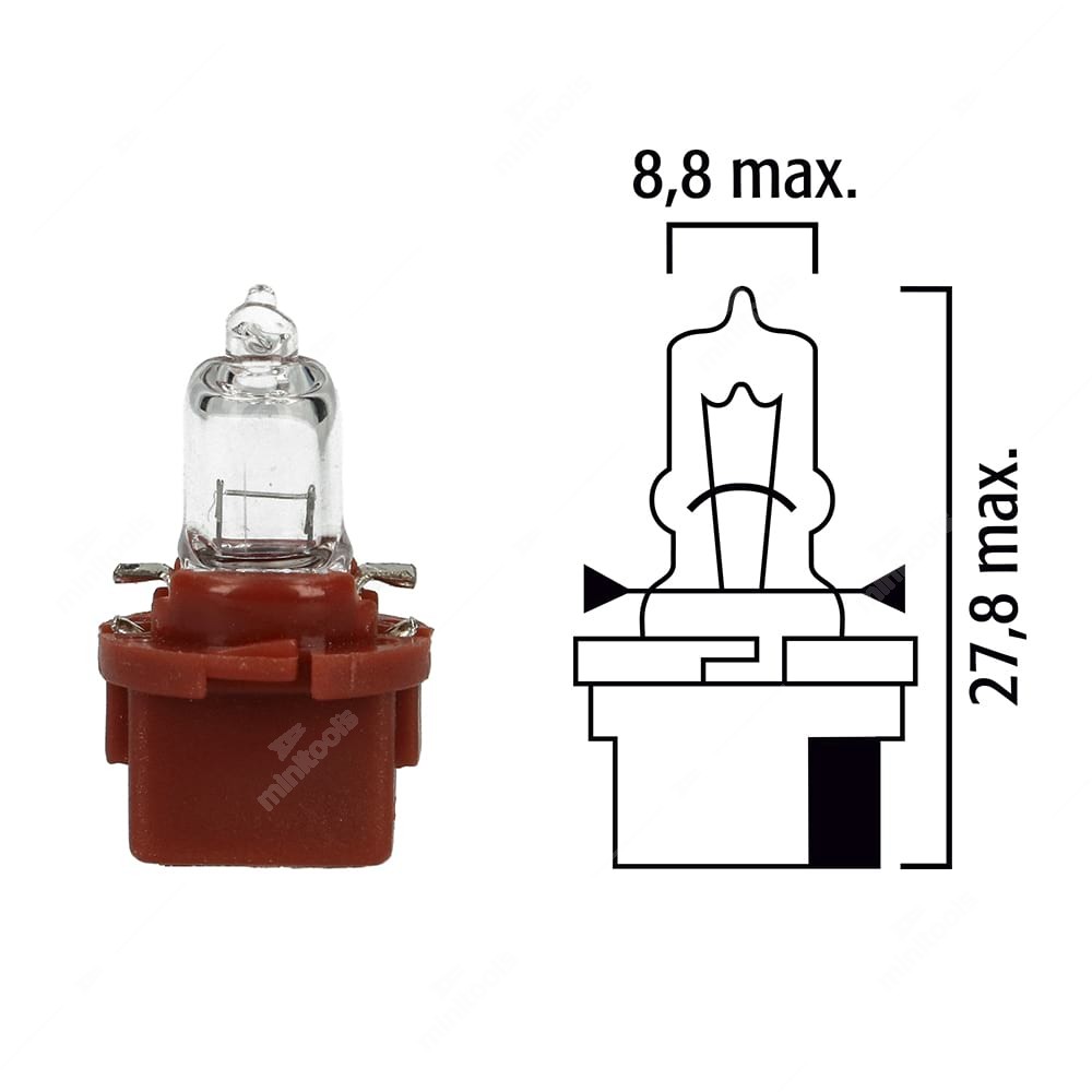 B10d halogen light bulb with brown base,12V 3W, for instrument clusters