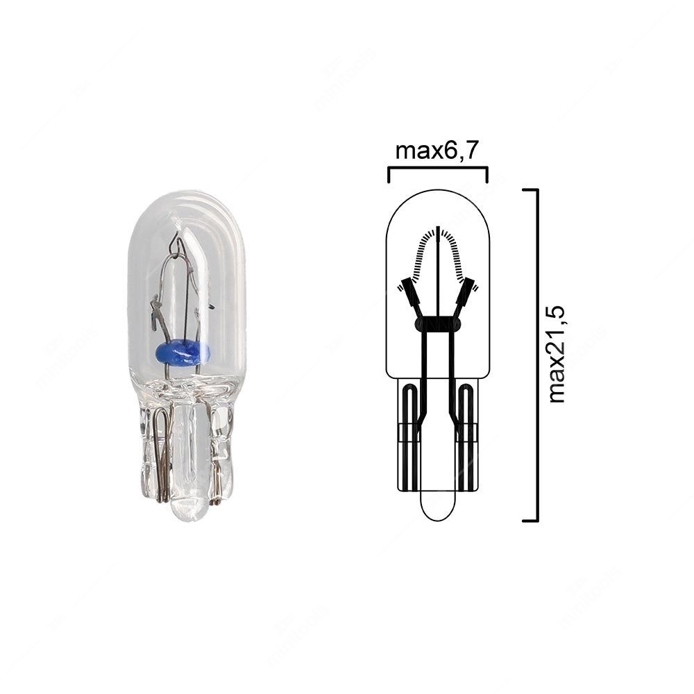 T6,5 automotive bulb - W2x4,6d 14V 3W