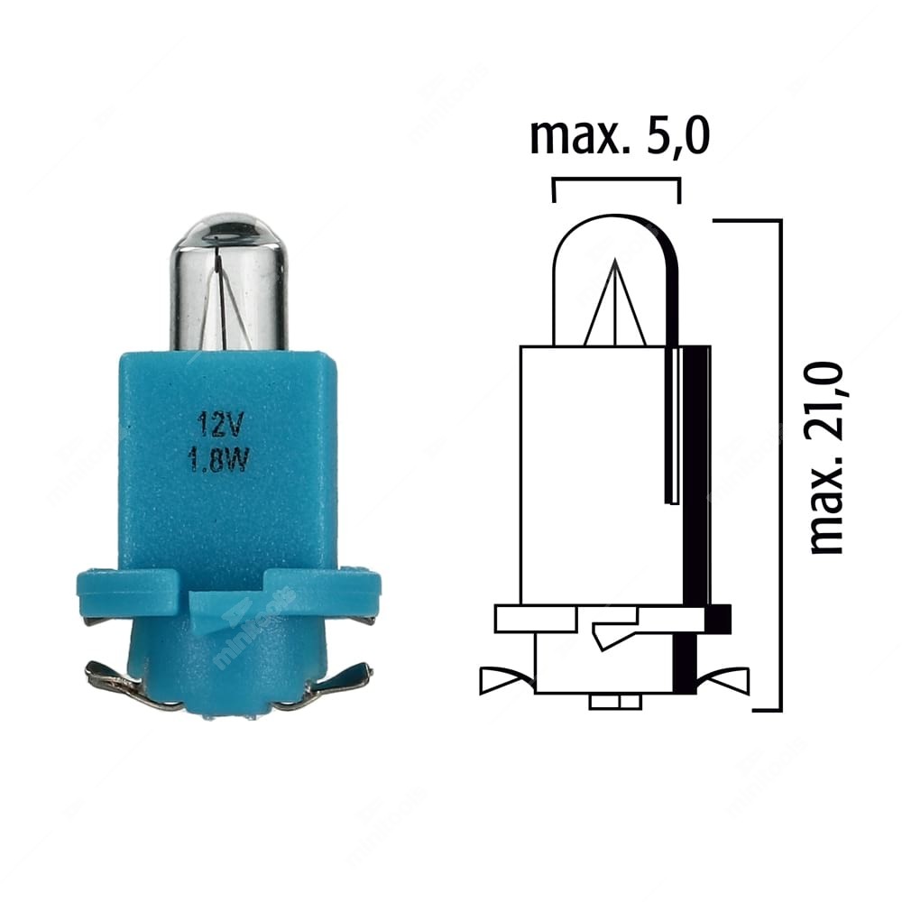 EBS-R11 light bulb with light blue base, 12V 1,8W, for instrument clusters